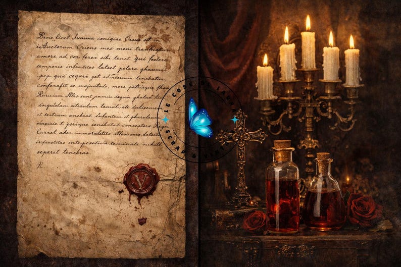 MIDNIGHT CHRONICLES - Gothic Vampire Junk Journal Kit - Dark Ephemera ...