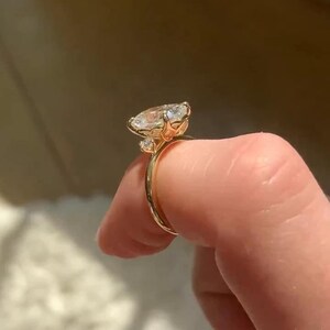 Antique Tulip Setting Engagement Ring in Yellow Gold, 3 Ct Elongated ...