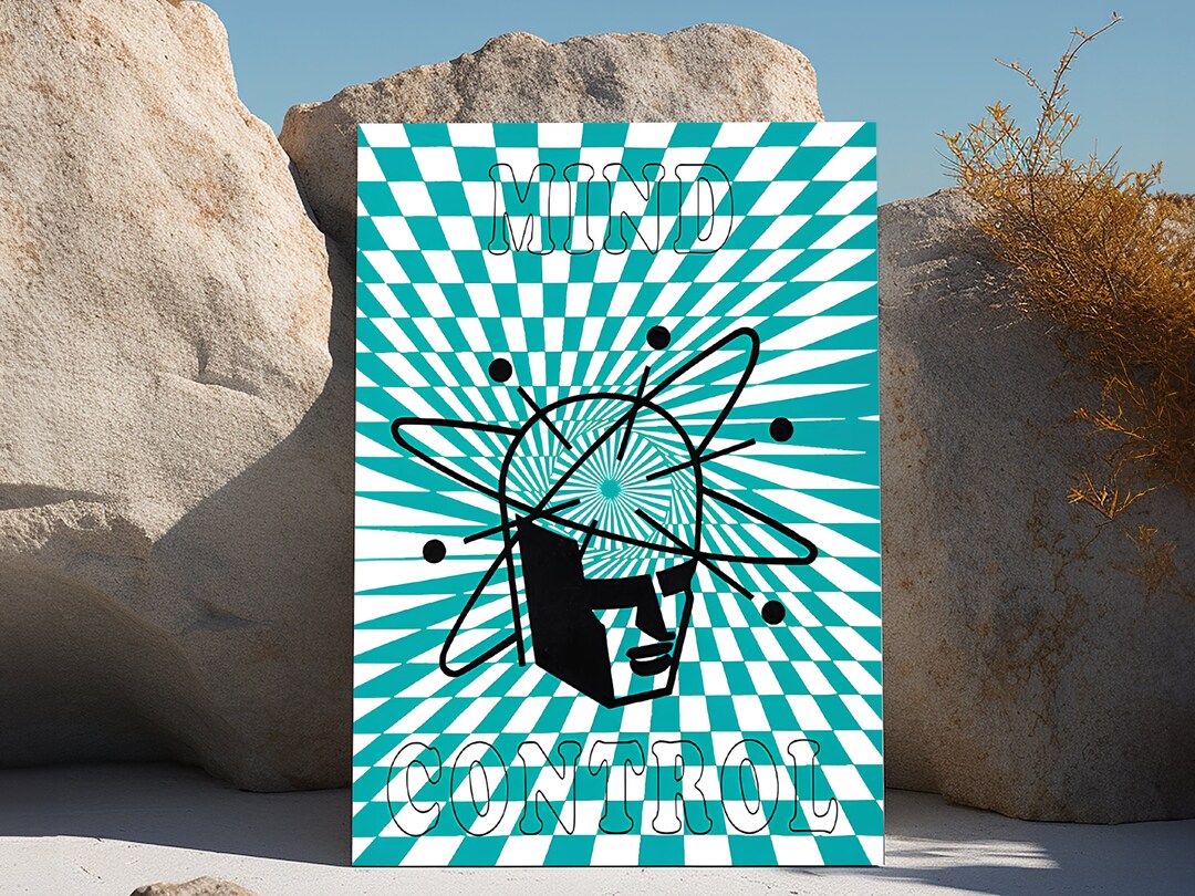 Techno Music Poster, Mind Control, 90s Wall Art, Psychedelic Poster ...