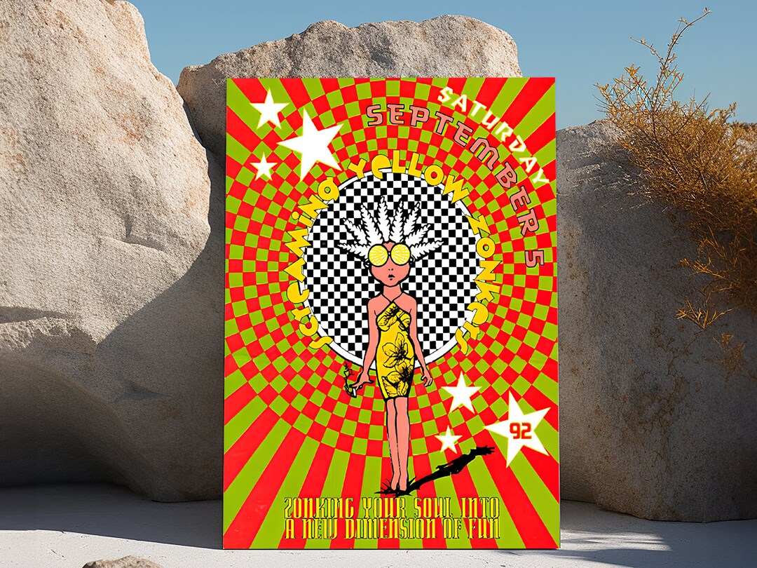 Vintage Techno Music Poster, Screaming Yellow, 90s Wall Art ...