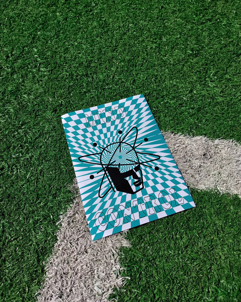 Techno Music Poster, Mind Control, 90s Wall Art, Psychedelic Poster ...