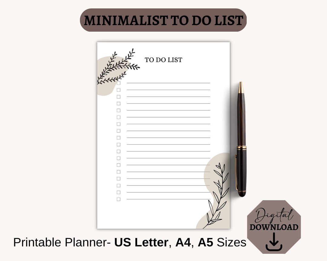 Neutral Minimalist Todo List, Printable to Do List, Digital Download ...