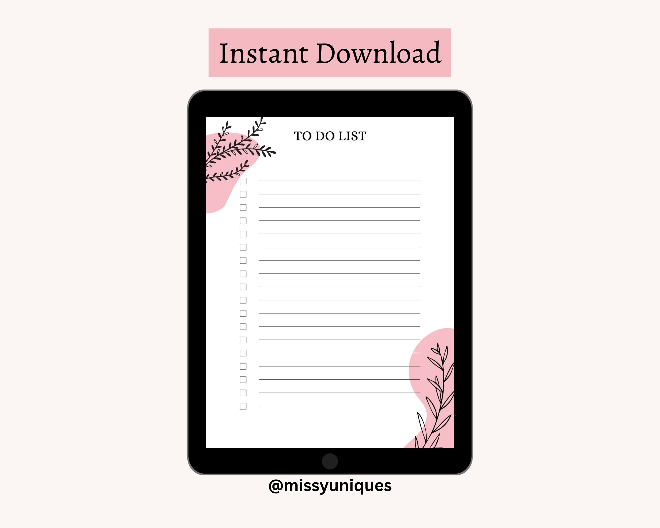 Pink Minimalist to Do List. Simple to Do List Pink. Digital Download to ...