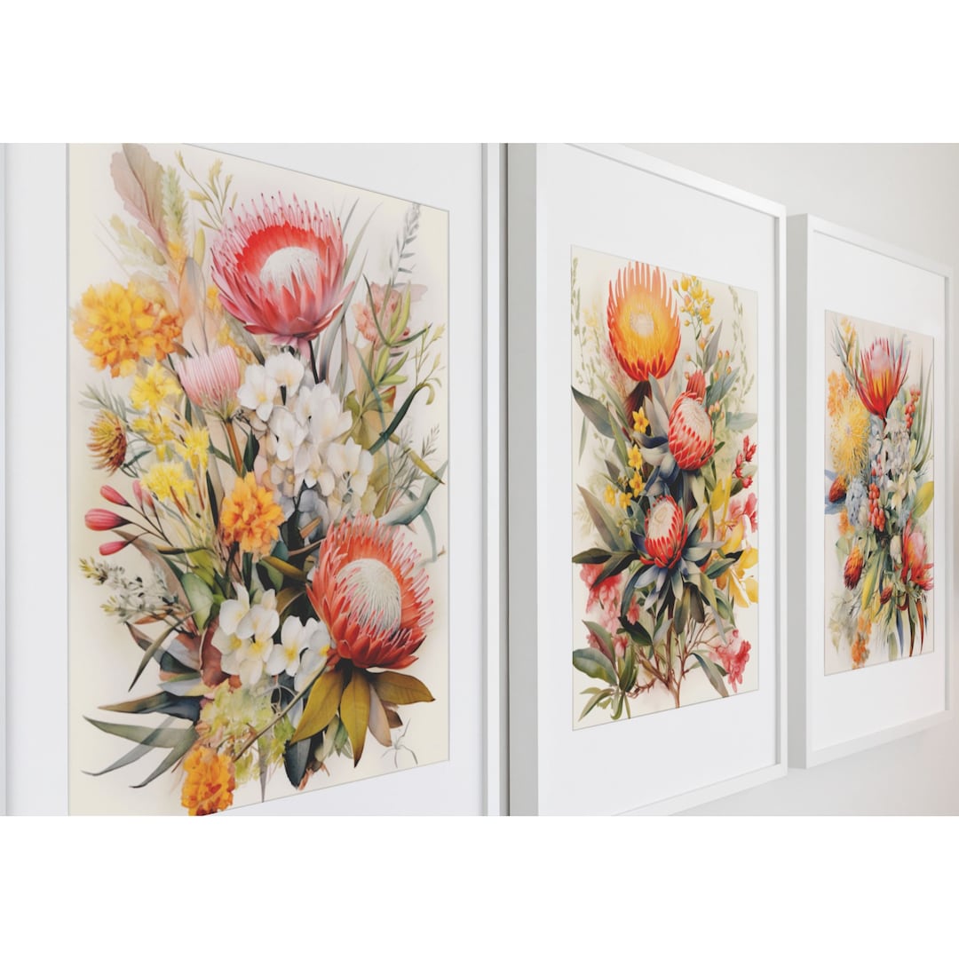 Set of 3 Australian Native Floral Wall Art Australian Native Flowers ...