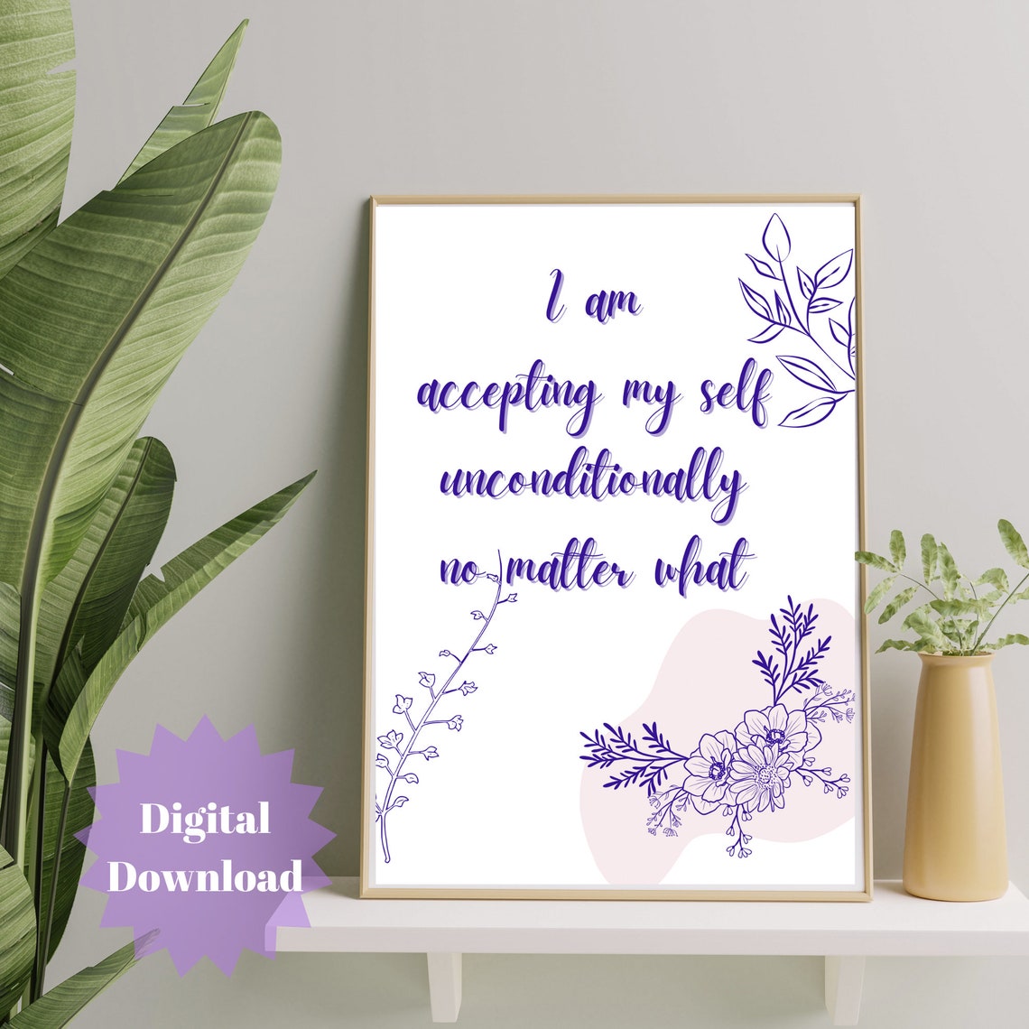 PRINTABLE Accepting in Yourself Affirmation, Self Love Wall Print, Self ...