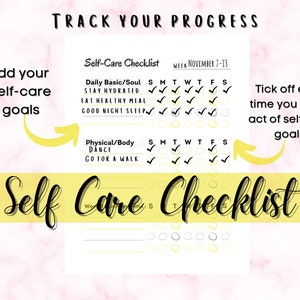 Self Care Journal, Self Care Planner Worksheet Mood Tracker, Wellness ...