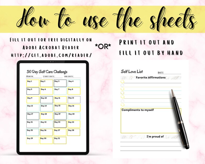 Self Care Journal, Self Care Planner Worksheet Mood Tracker, Wellness ...