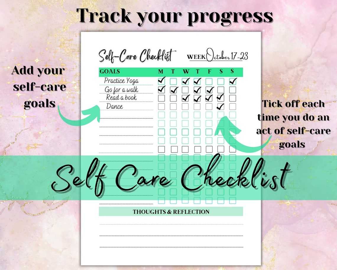 Self-care Planner Checklist for Mental Health, Wellness and Mindfulness ...