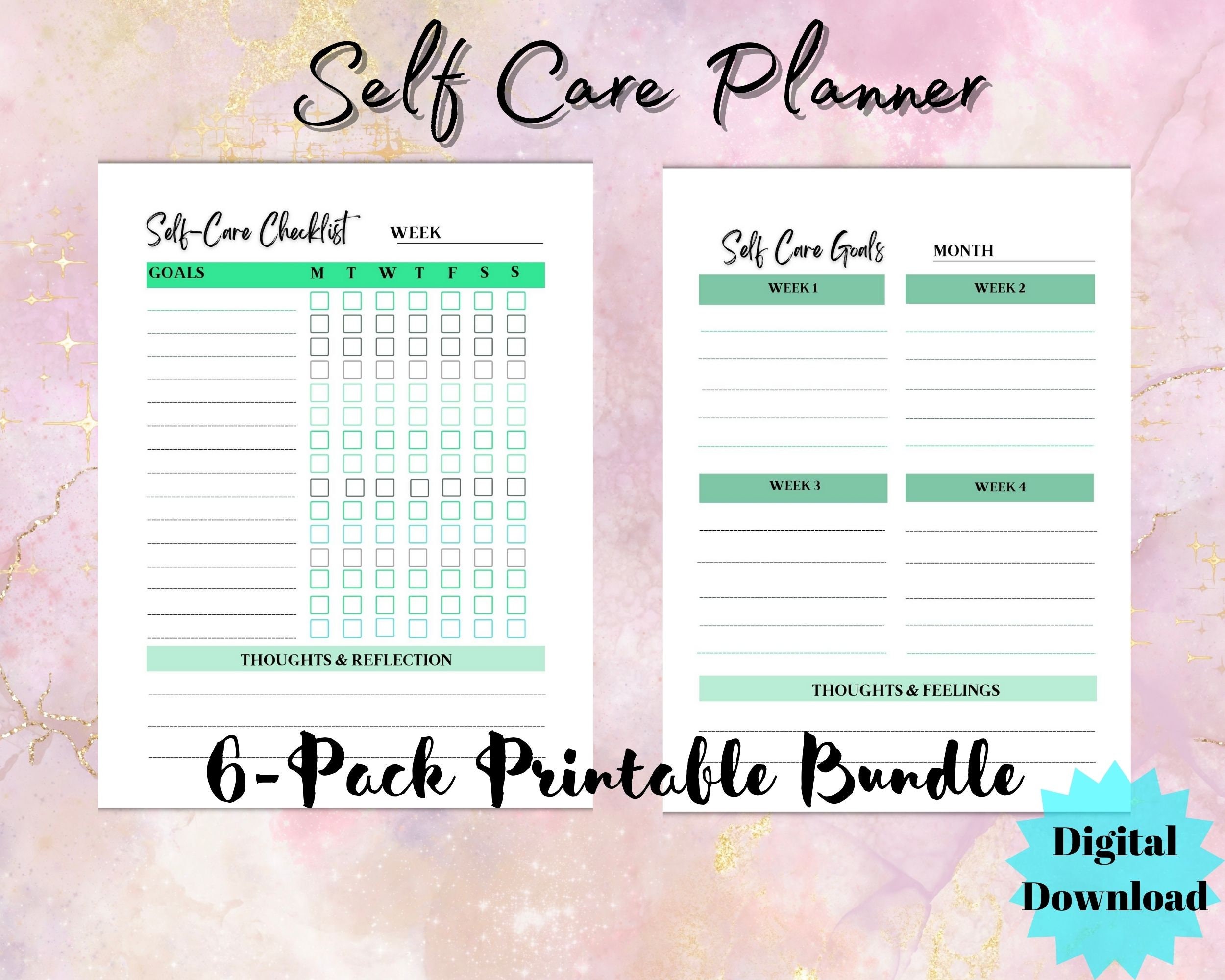Self-care Planner Checklist for Mental Health, Wellness and Mindfulness ...