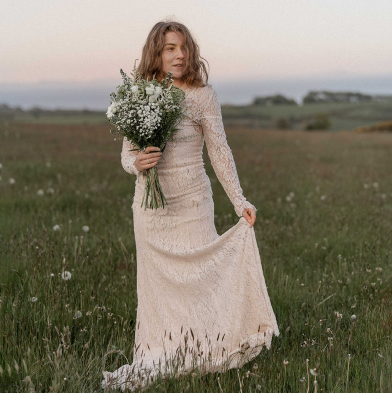 Rhiannon - 1970’s Tattered Lace Bohemian 4 Piece Bridal Set Wedding ...