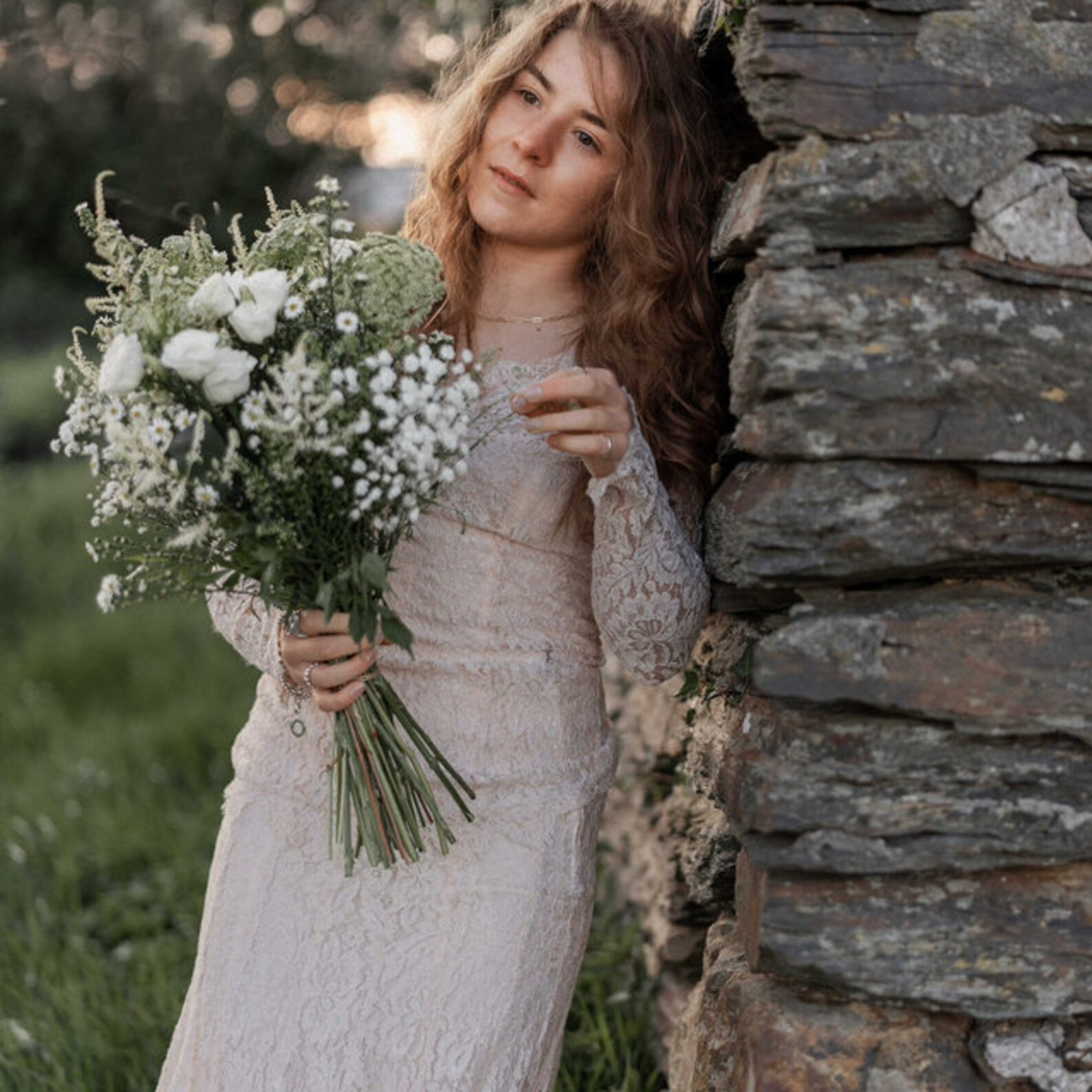 Rhiannon - 1970’s Tattered Lace Bohemian 4 Piece Bridal Set Wedding ...