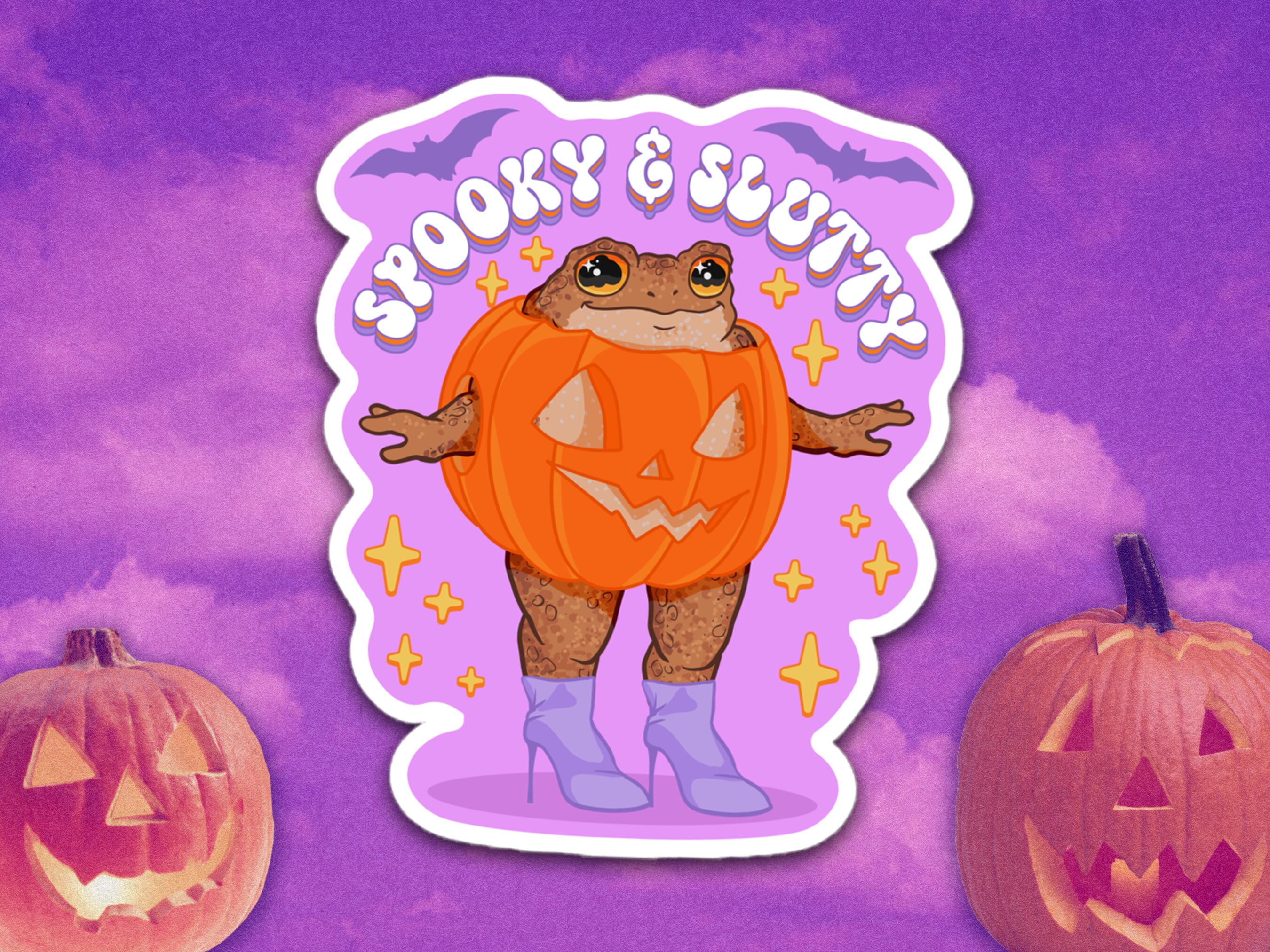 Spooky and Slutty Pumpkin Toad Sticker Spooky Cottagecore - Etsy