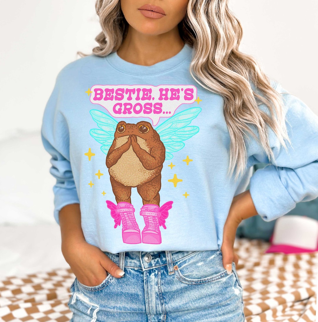 Bestie, He's Gross Toad Crewneck | Fairy Toad Sweater | Bestie Frog ...