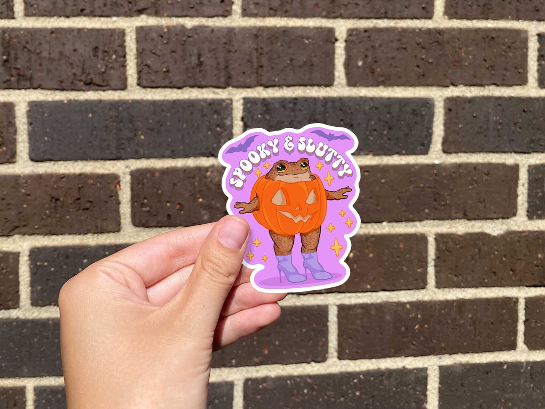 Spooky and Slutty Pumpkin Toad Sticker | Spooky Cottagecore Fall Toad ...
