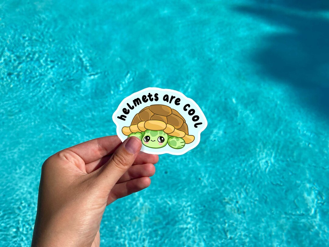 Helmets Are Cool Cute Turtle Sticker | Wear a Helmet Turtle Sticker ...