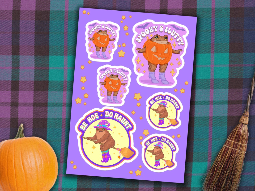 Spooky Halloween Toads Sticker Sheet Witch Frog Halloween - Etsy