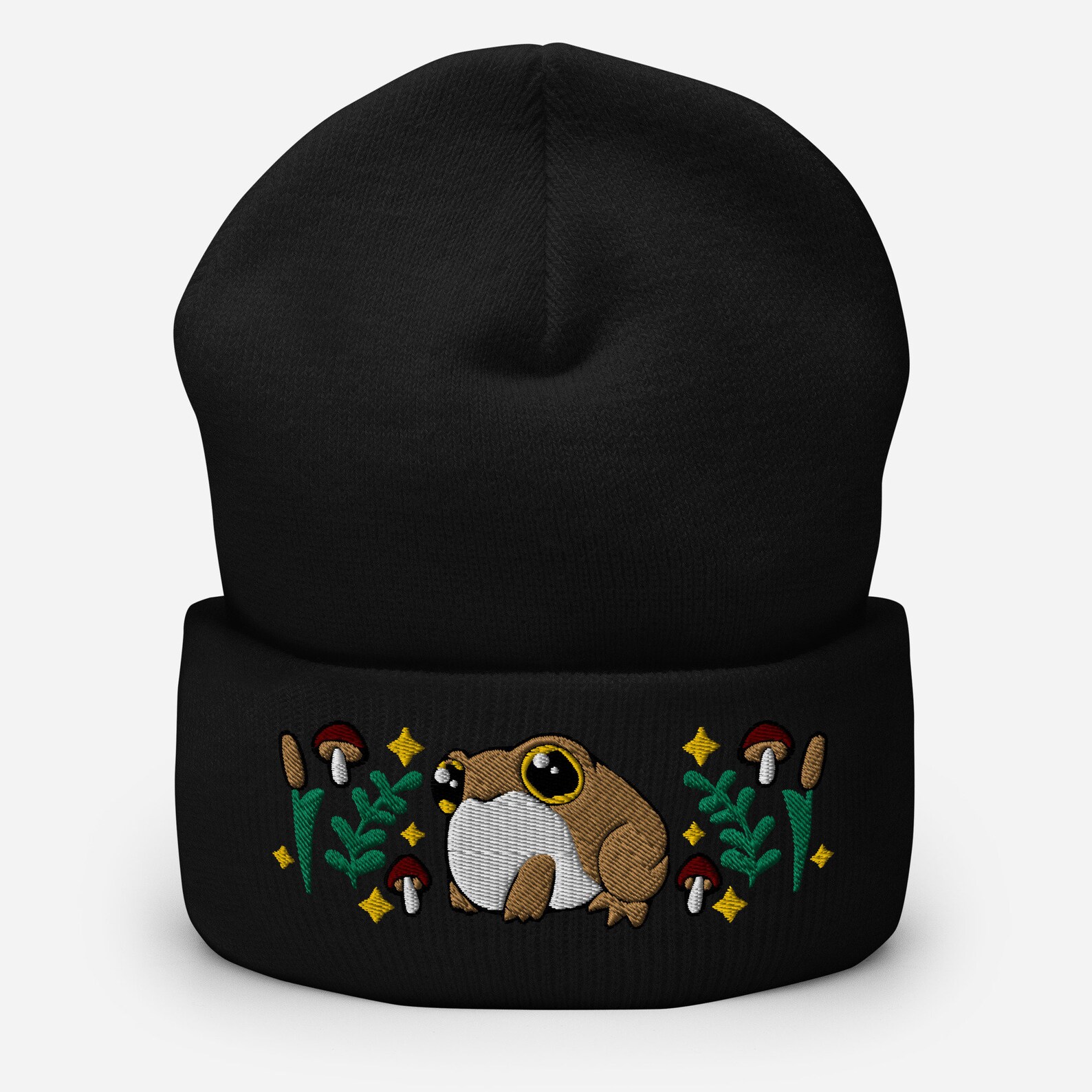 Cottagecore Cute Toad Beanie | Embroidered Gold Toad | Cottage ...