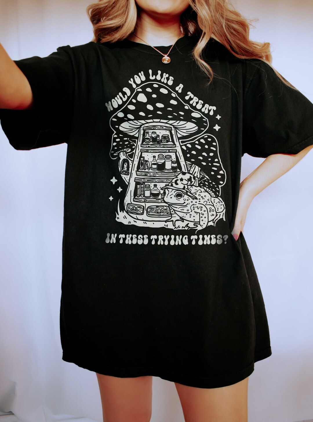 Cottagecore Wizard Fairycore Frog Comfort Colors Shirt, Black & White ...