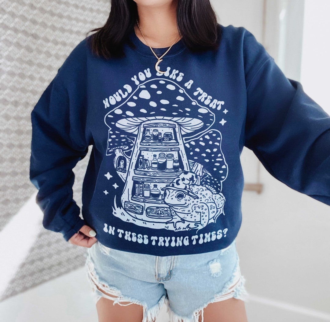 Cottagecore Wizard Fairycore Frog Sweatshirt, Black & White Fairycore ...
