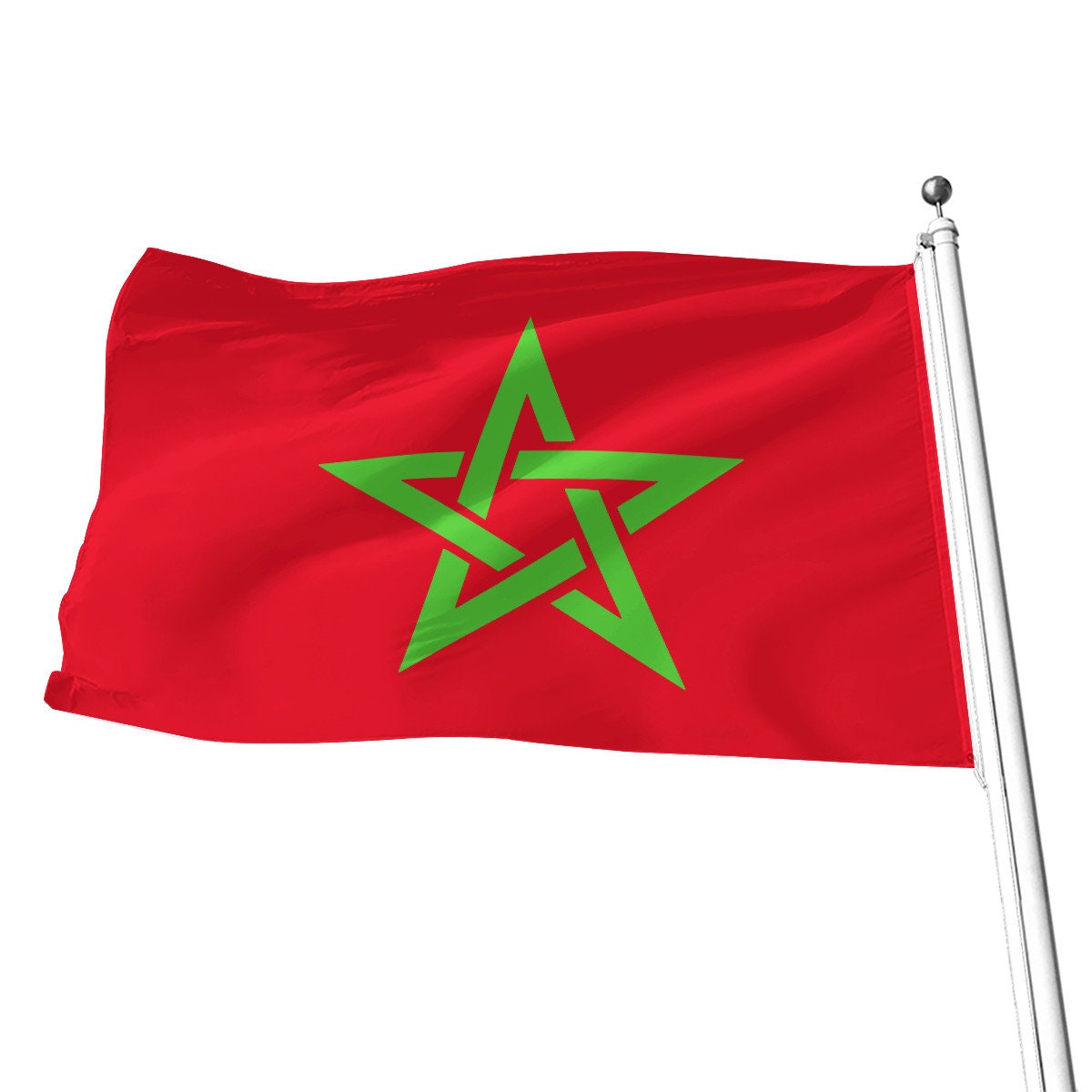 Morocco Flag, Red Flag With Green Star, Morocco Flag Inside and Outside ...
