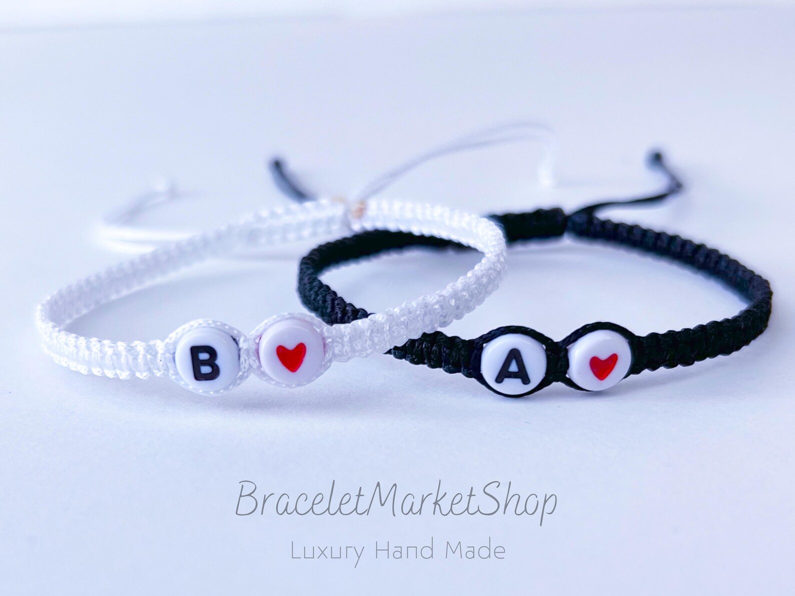 Set of 2 Custom Initial Couple Bracelets Personalized - Etsy