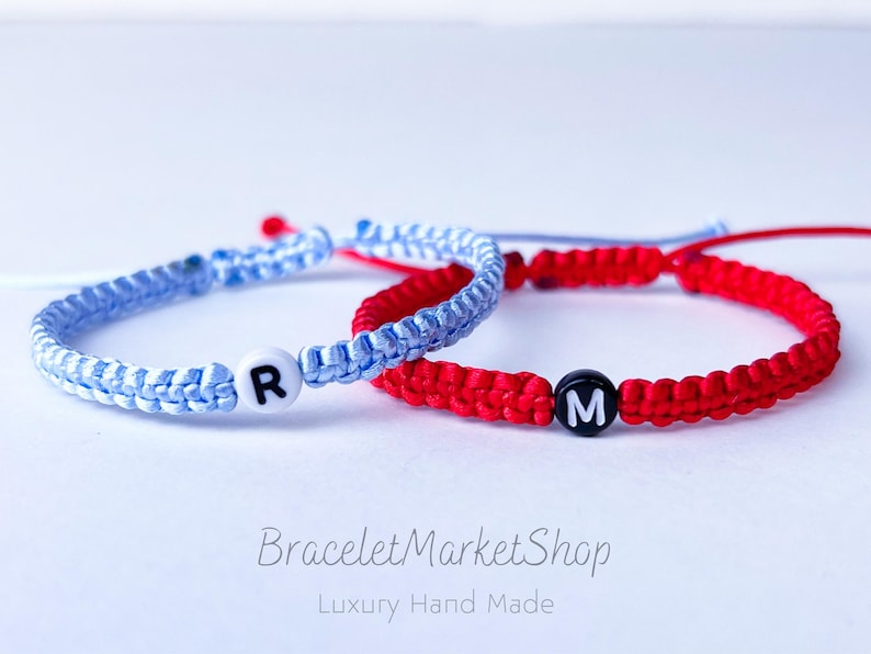 Set of 2 Personalized Initial Bracelets Custom Partners - Etsy