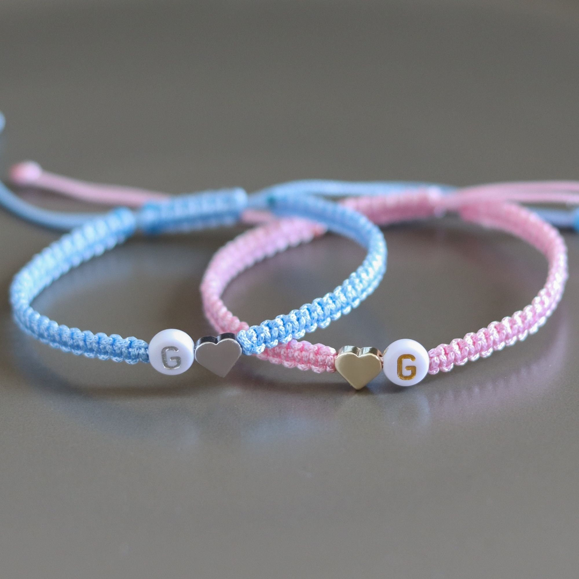 Set of 2 Initial Matching Bracelets for Couples and Friendships ...