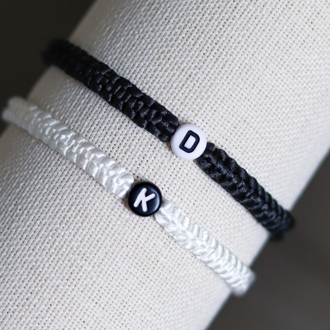 Set of 2 Personalized Initial Bracelets | Custom Partners Bracelet ...
