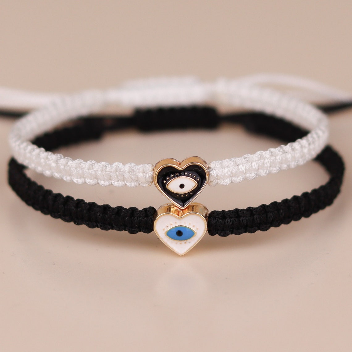 Set of 2 Personalized Evil Eye Beaded Matching Bracelets for Best ...
