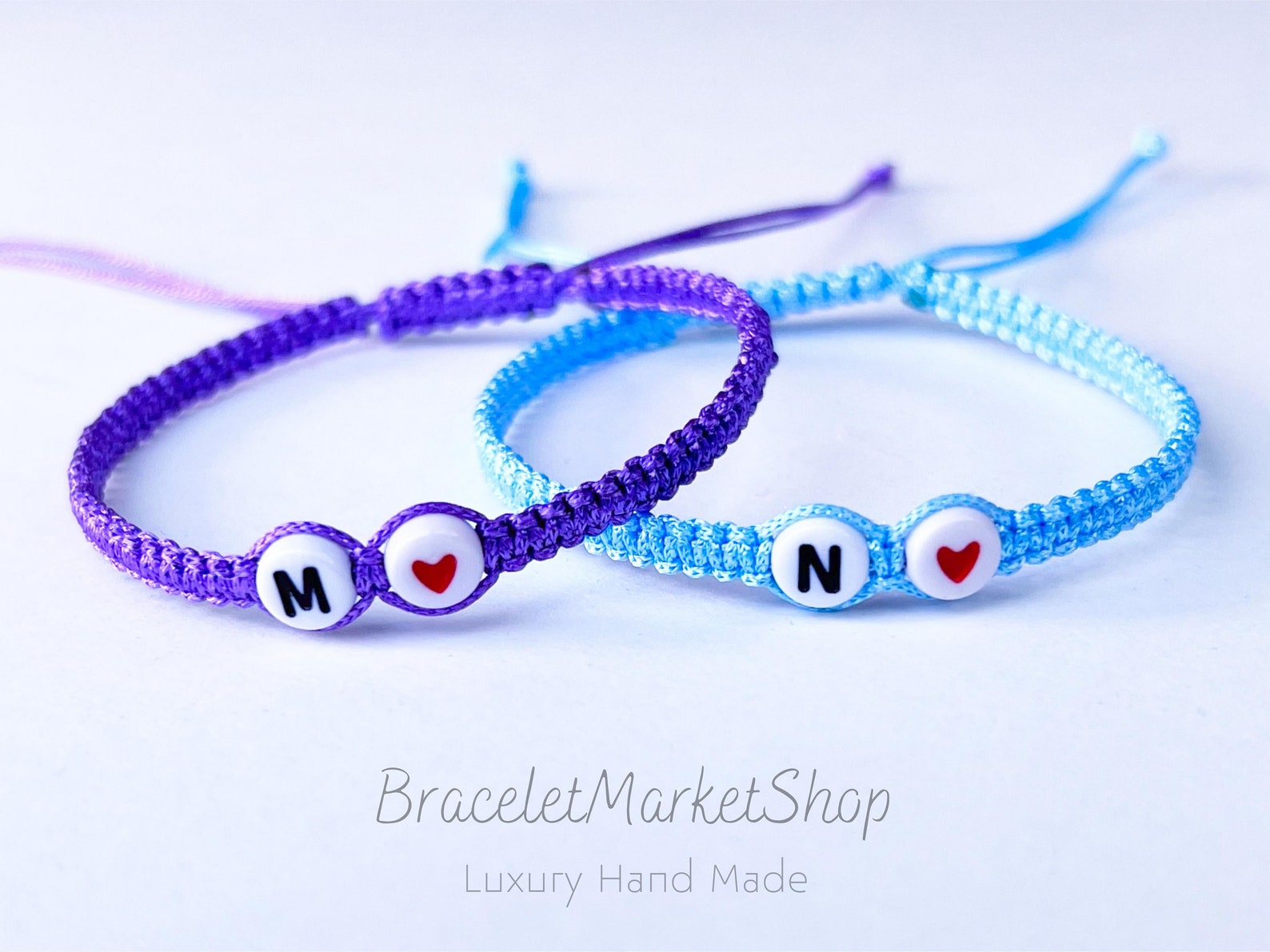Set of 2 Custom Initial Couple Bracelets Personalized - Etsy