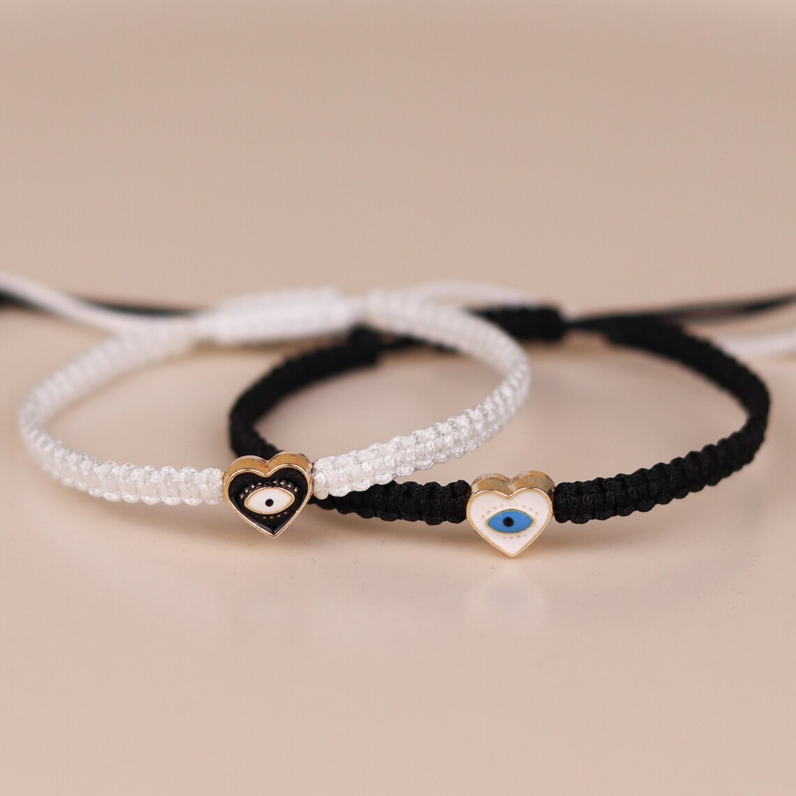 Set of 2 Personalized Evil Eye Beaded Matching Bracelets for Best ...