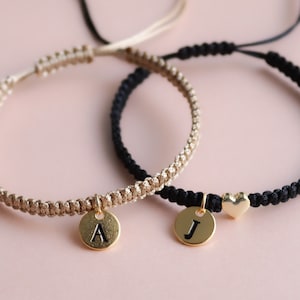 Set of 2 Personalized Initial Charm Matching Bracelets for ...