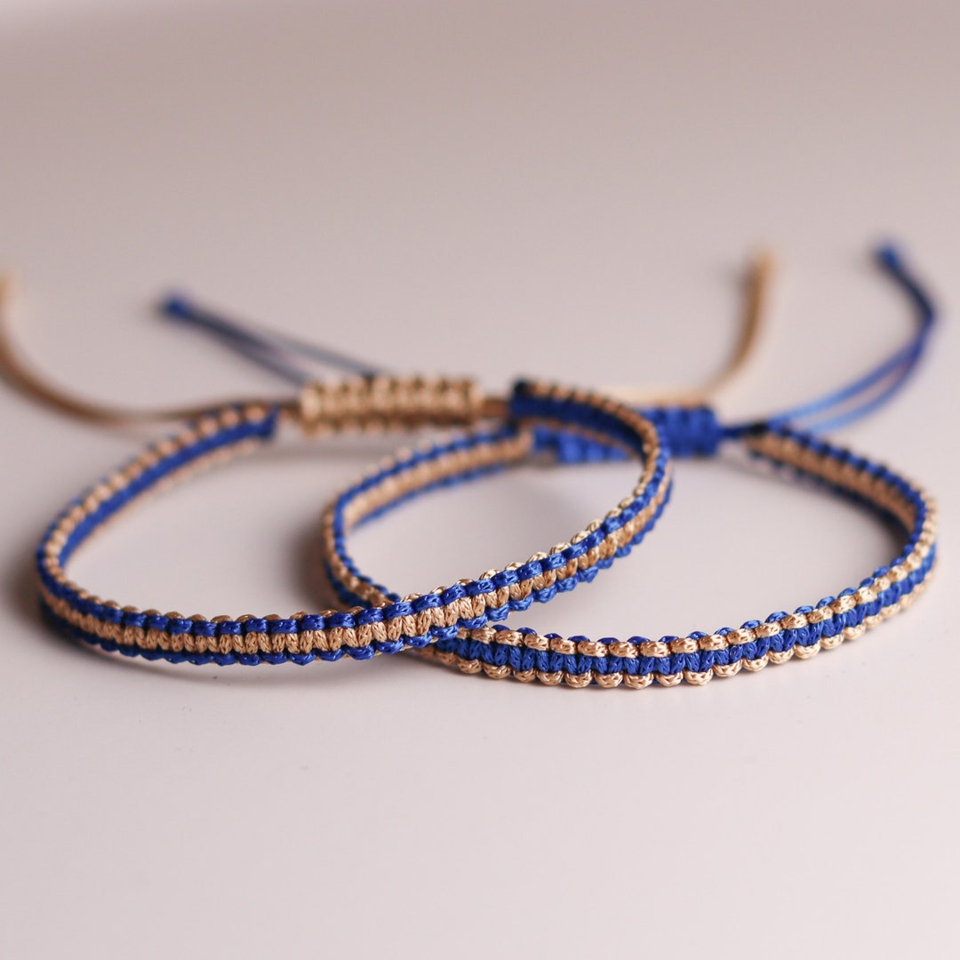 Set of 2 Braided Color Matching Bracelets | Personalized Knitted ...