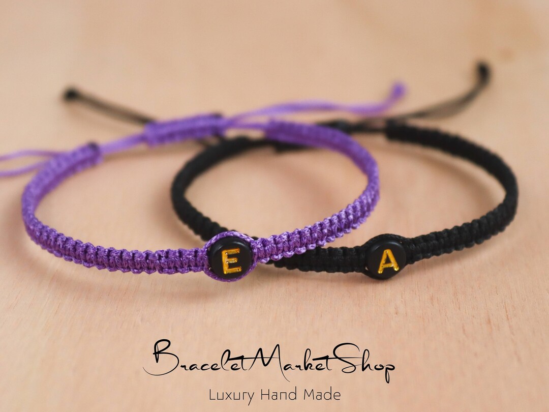 Set of 2 Personalized Initial Bracelets Customize Matching - Etsy
