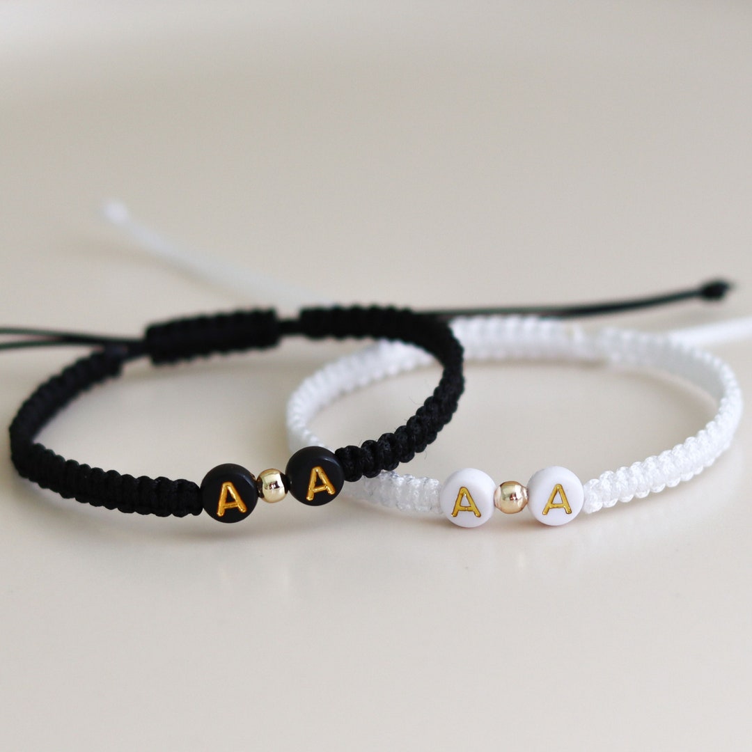 Set of 2 Matching Initial Bracelets for Couples and Friendships | Gift ...