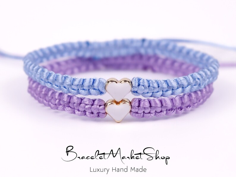 Set of 2 Personalized Heart Beaded Matching Bracelets for - Etsy