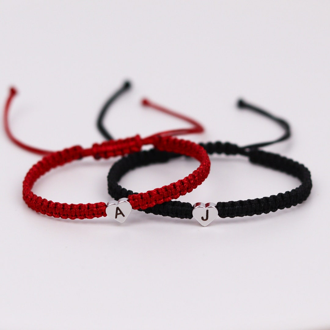 2 Pcs Personalized Engraved Initial Bracelets for Couples and ...