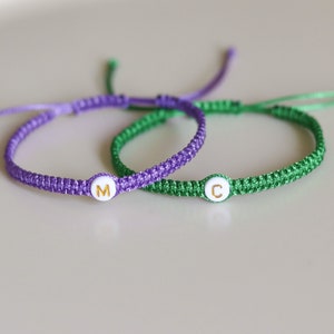 Set of 2 Personalized Initial Bracelets | Customize Matching Couple ...