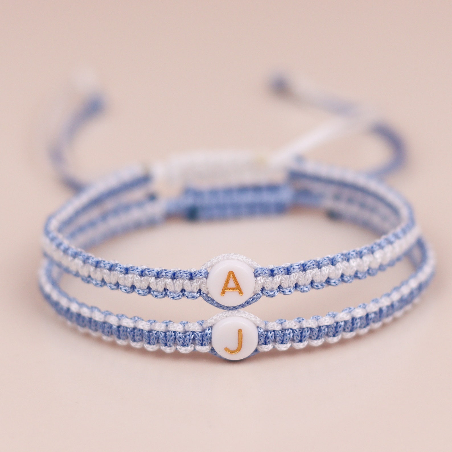 Set of 2 Double Colored Matching Initial Bracelets for Couples and ...