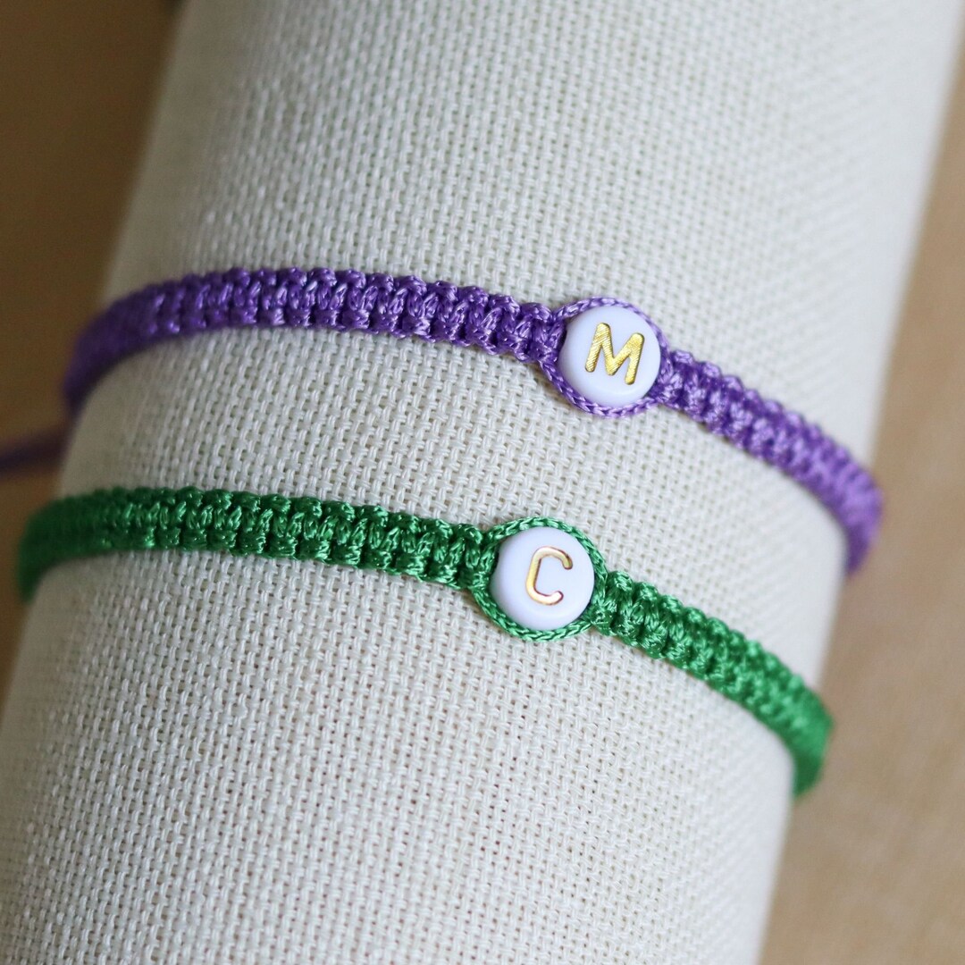Set of 2 Personalized Initial Bracelets | Customize Matching Couple Bracelets | Gift for Him ...