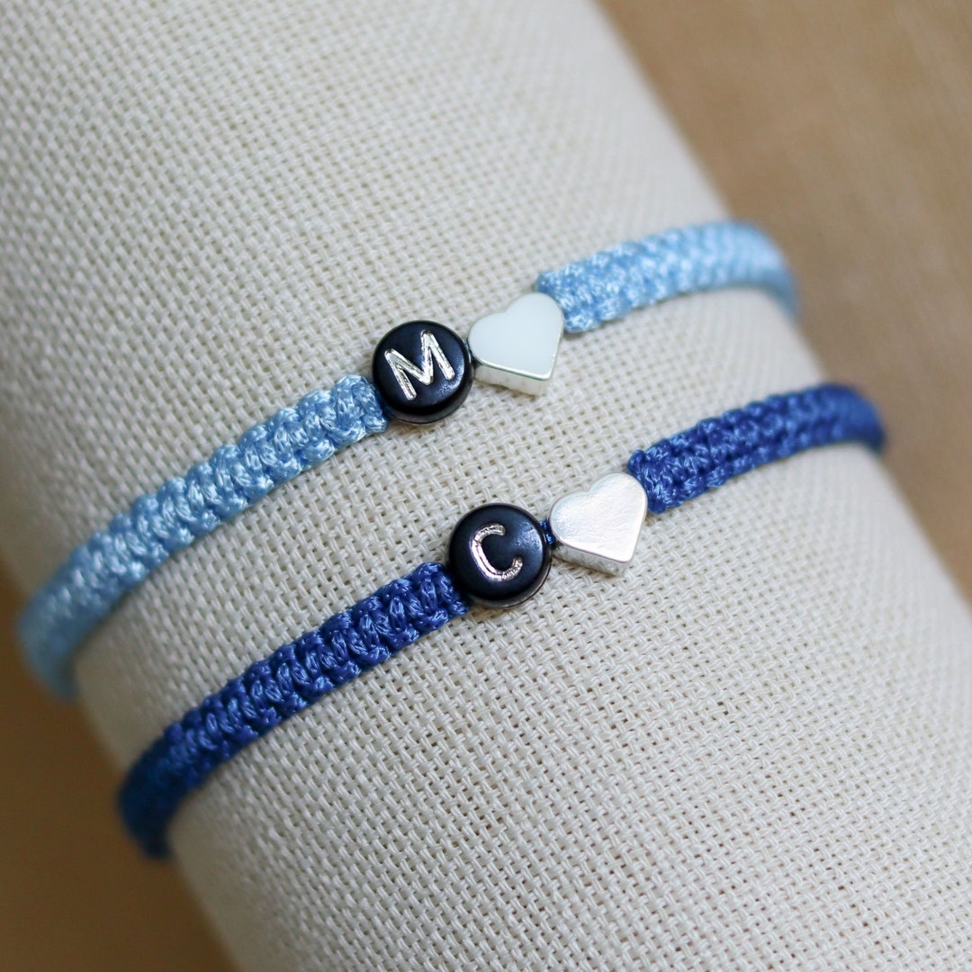 Set of 2 Custom Initial Bracelets for Couples | Personalized Matching ...