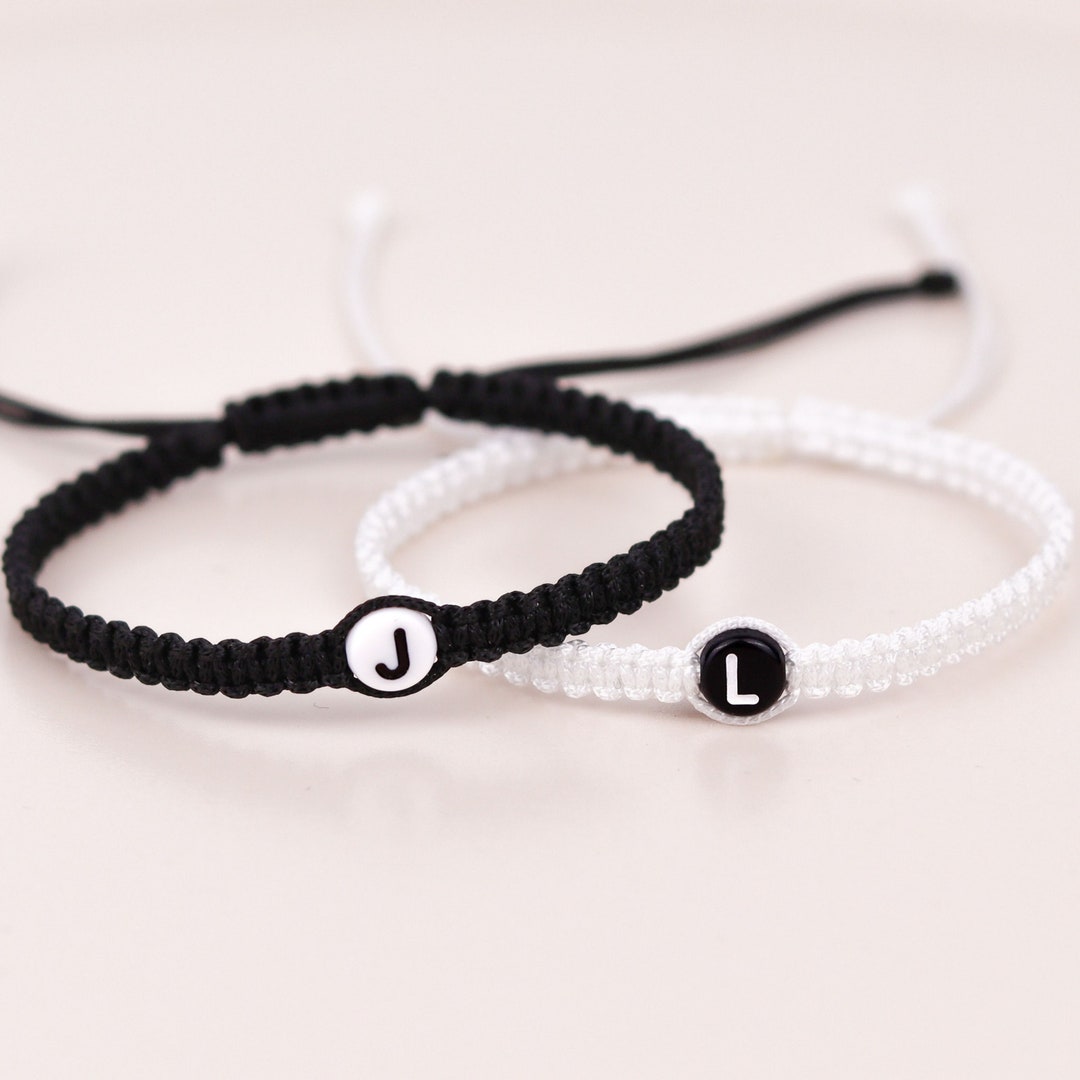 Set of 2 Personalized Partners Initial Bracelets | Gold Oval Letters ...