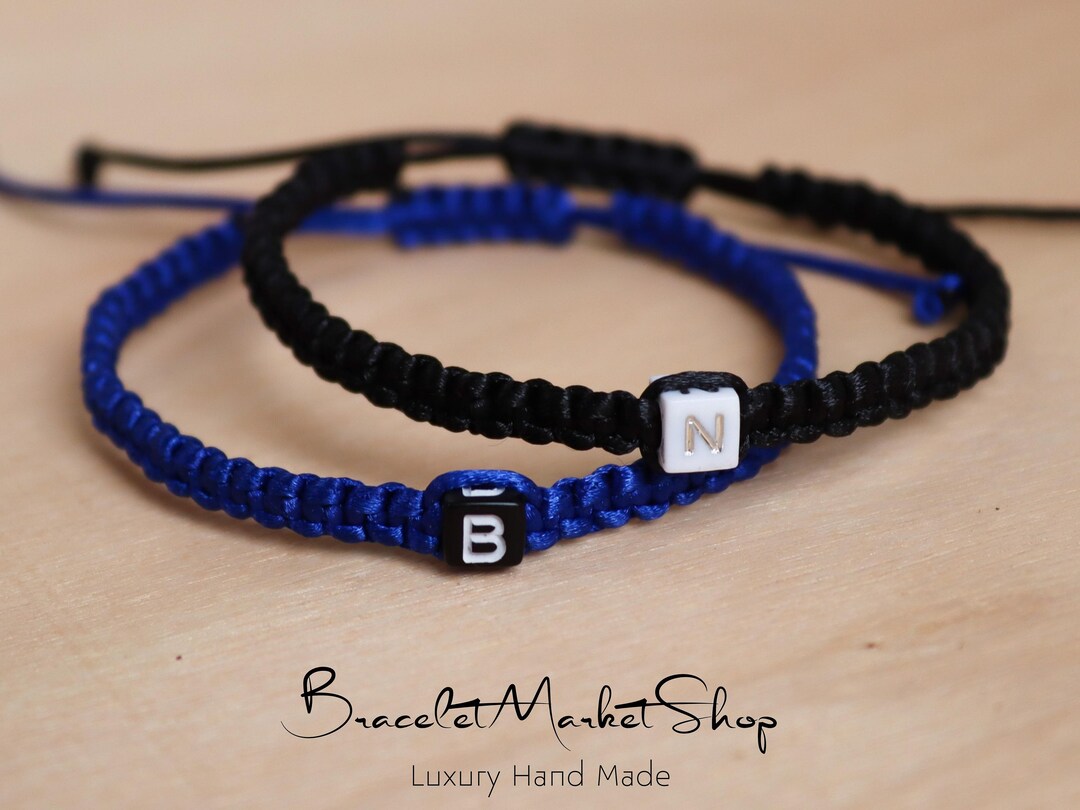 Set of 2 Custom Couple and Friendship Initial Partners Bracelets ...