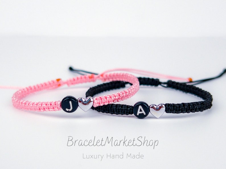 Set of 2 Custom Initial Bracelets for Couples Personalized - Etsy
