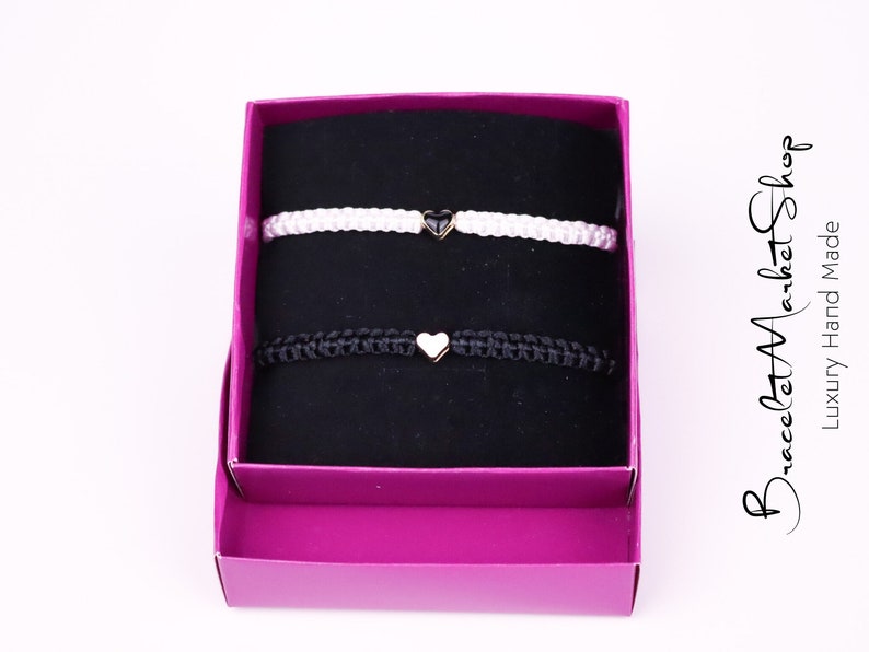 Set of 2 Personalized Matching Bracelets With Colorful Heart - Etsy