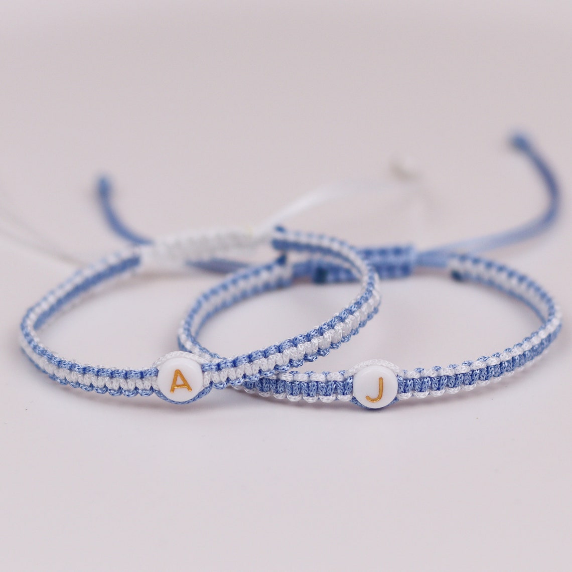 Set of 2 Double Colored Matching Initial Bracelets for Couples and ...
