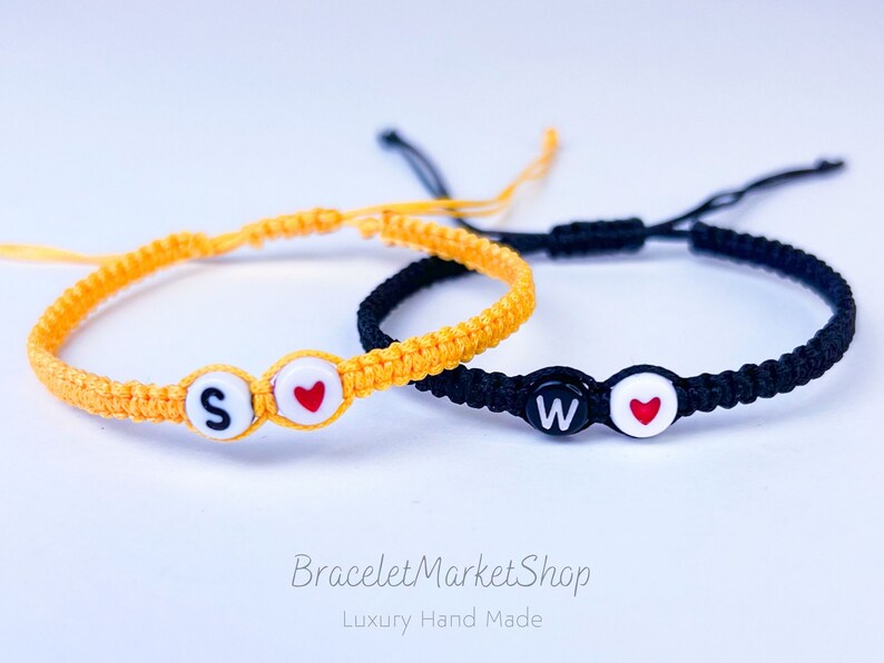 Set of 2 Custom Initial Couple Bracelets Personalized - Etsy