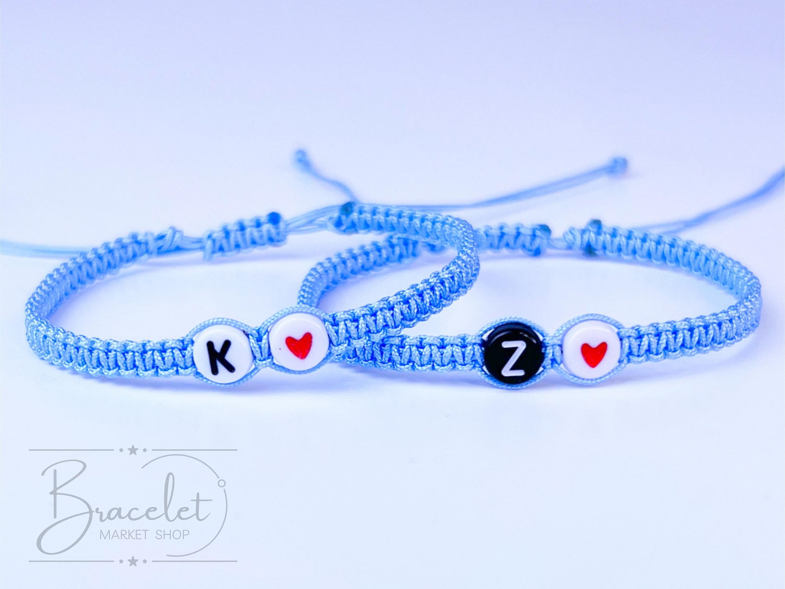 Set of 2 Custom Initial Couple Bracelets Personalized - Etsy