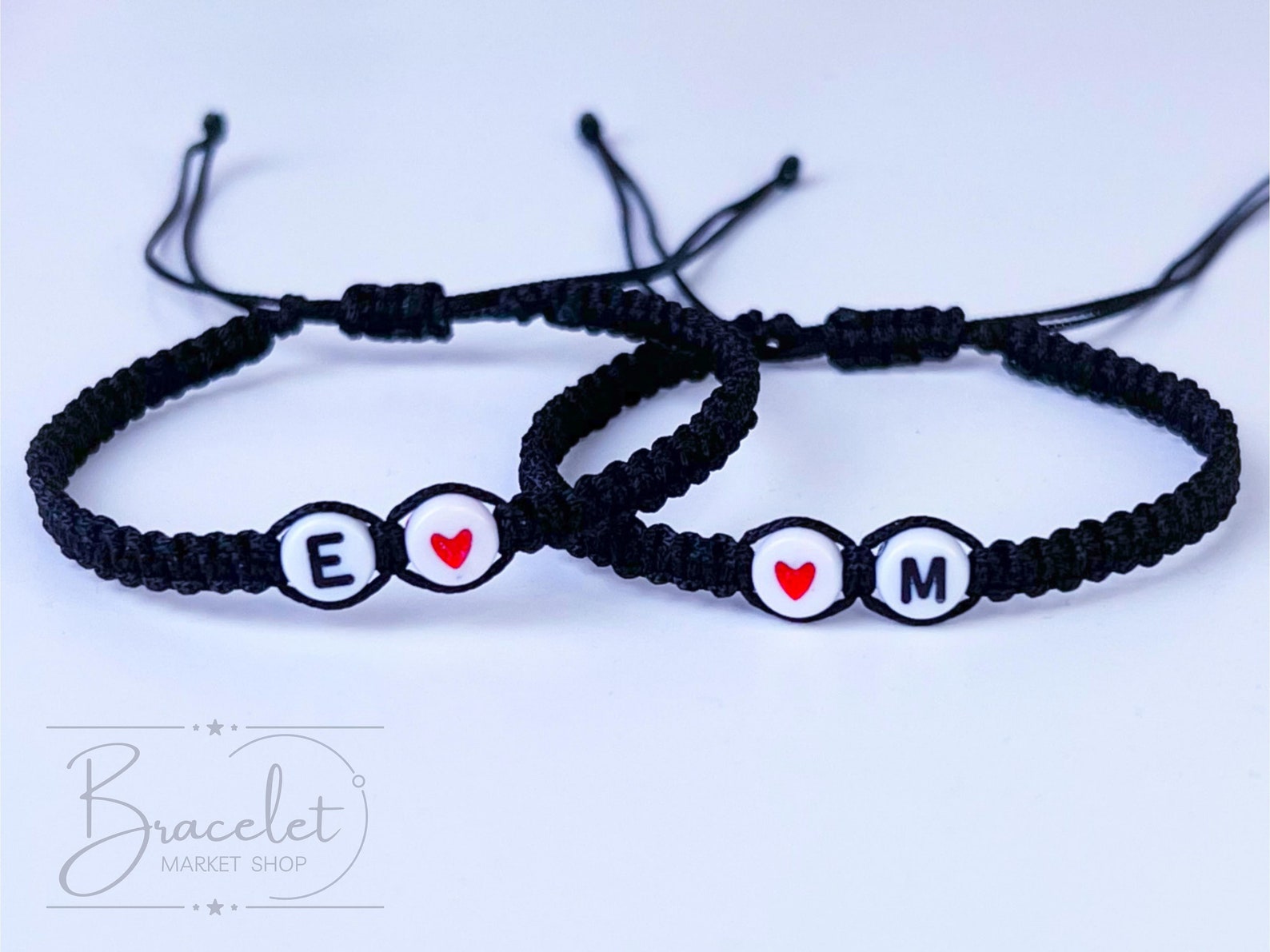 Set of 2 Custom Initial Couple Bracelets Personalized - Etsy