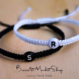 Set of 2 Personalized Initial Bracelets | Customize Matching Couple ...